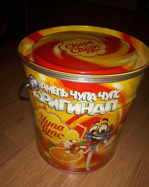 Ведро Chupa Chups крышка и ручка жестяная 2000г
