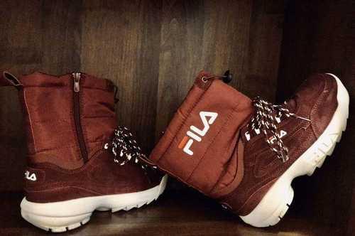 Зимняя обувь Fila новая дутики Burgundy-E