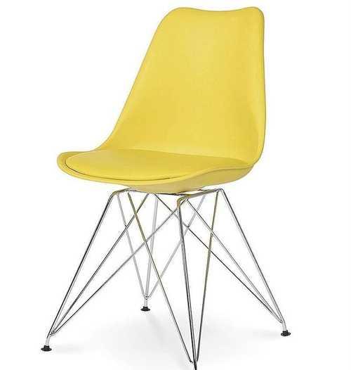 Стул eames soft metal hrom желтый