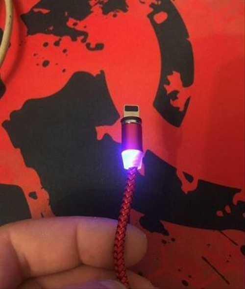 USB провод к iPhone с подсветкой. Магнитный
