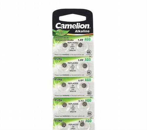 Батарейка алкалиновая Camelion Mercury Free, AG0 (LR521, 379) -10BL, 1.5В, блистер, 10 шт