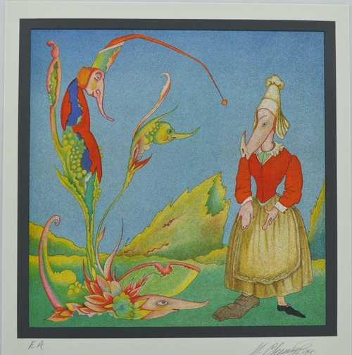 Литография "Садовница" художник М.Шемякин