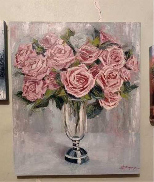 Картина "Букет роз", масло, мастихин 60*50 см
