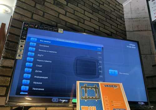 Лучший Смарт тв 43" 4K UHD, HDR + настенное крепл