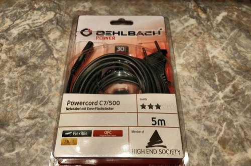Силовой кабель Oehlbach Powercord C7 5м, OFC