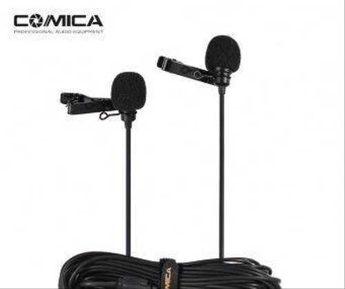 Петличный микрофон Comica CVM-D02 двойной для каме