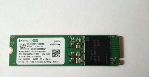 SK Hynix BC501 512GB M.2 2280 PCIe NVMe SSD HFM512