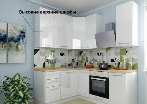 Кухня "Ксения" 3,6м угловая, белый глянец
