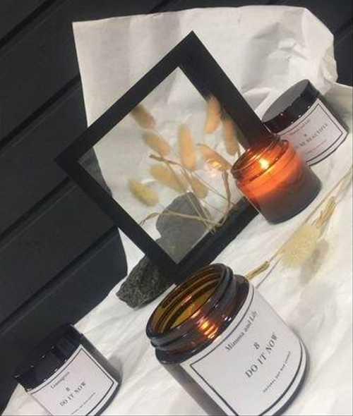 Соевая свеча с ароматом в стеклянной банке