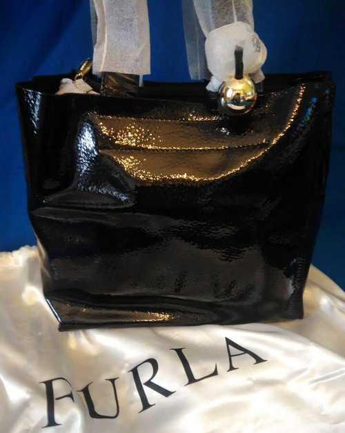 Сумка Furla черная новая, кожа лаковая нат