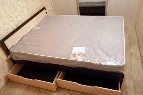 Кровать с ящиками для белья новая