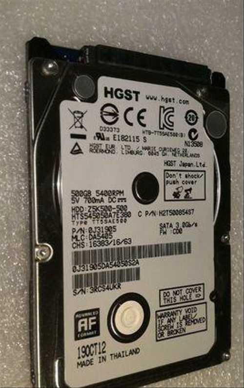 Жесткий диск HDD для ноутбука, токий 500Gb