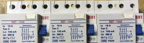 Выключатель диф.(узо) 4п 16А/100мА вдт-1342 щит