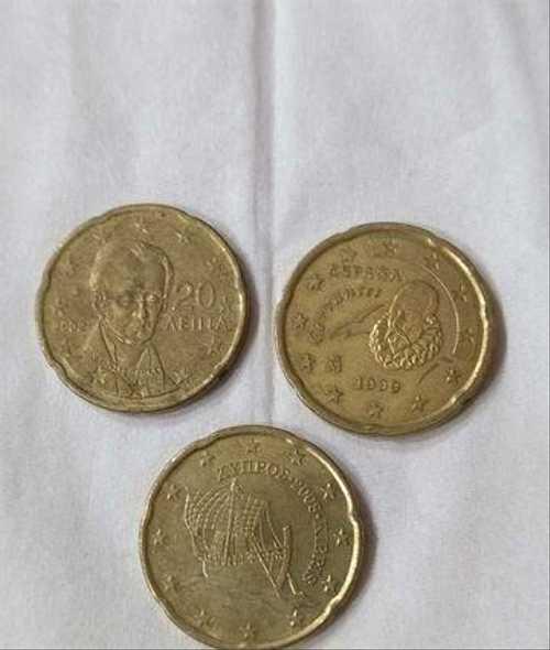 Монеты Евро по номиналу