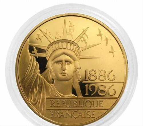 Монета 100 франков 1986 Франция Золото 17гр