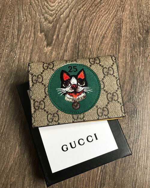 Кошелёк Gucci supreme кардхолдер визитница с бульд