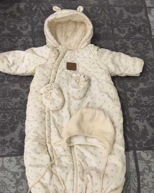 Демисезонный комбинезон-конверт mothercare+шапочка
