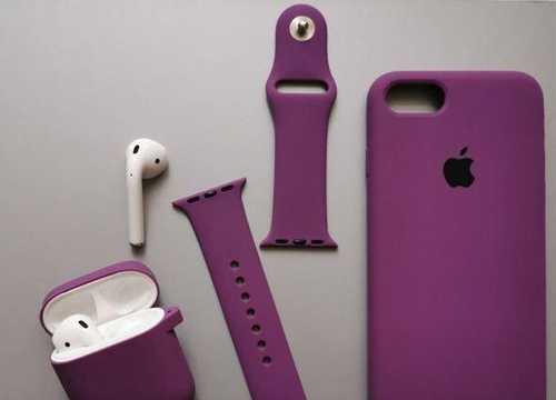 Silicone Case iPhone + Чехол Airpods + Ремешок