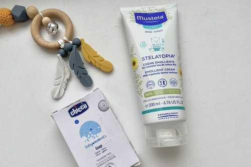 Крем-эмолент Stelatopia от Mustela + мыло Chicco