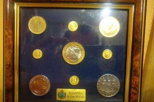 Набор монет в рамке Сан-Марино