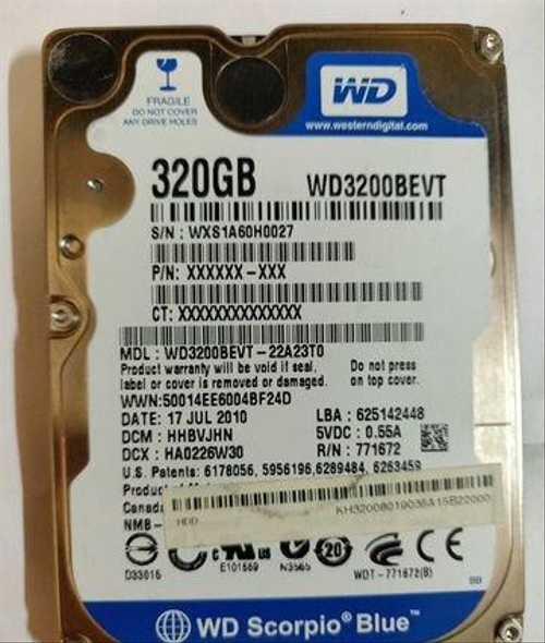 WD Blue 320 Гб, жесткий диск для ноутбука 2.5"