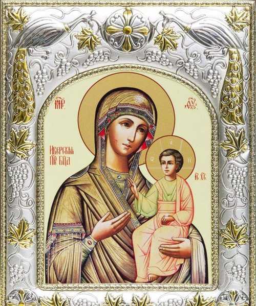 Икона Иверская Божия матерь, серебро
