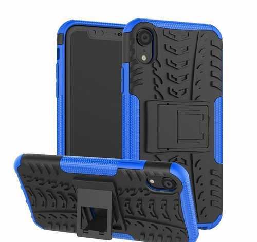 Чехол Hybrid Armor для iPhone XR черный + голубой