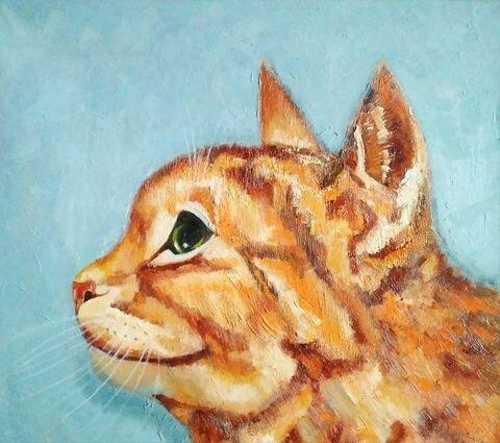 Картина рыжий кот маслом на холсте на подрамнике