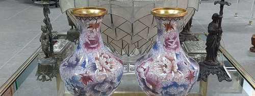 Парные вазы Клуазоне 1960-е годы