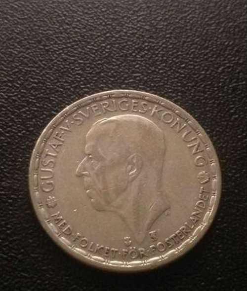 Монета 1 крона 1946 Швеция серебро