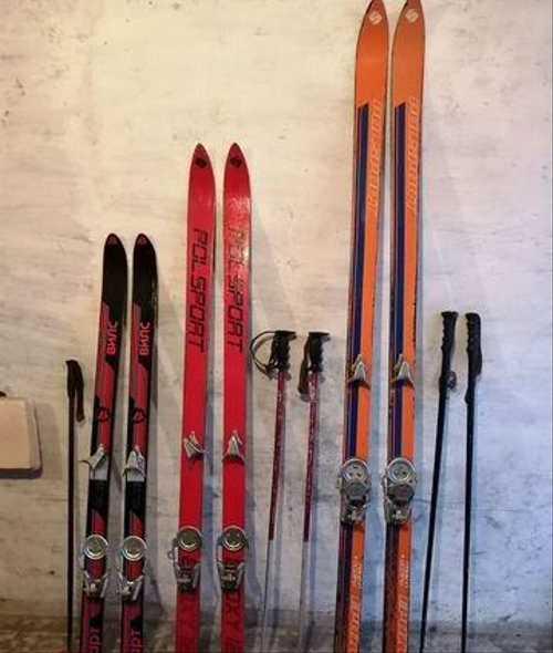 Горные лыжи с креп.,Polsport, пластик- 3 пары, б/у
