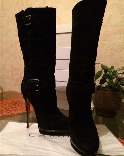 Сапоги замшевые Casadei