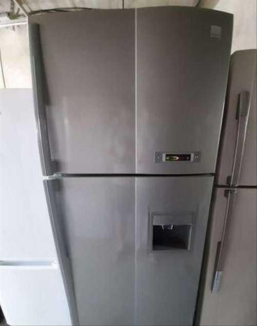 Холодильник Daewoo широкий серый в отличном