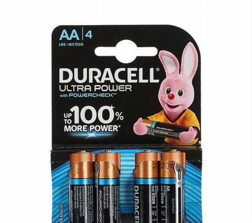 Батарейка алкалиновая Duracell Ultra Power, AA, LR6-4BL, 1.5В, 4 шт