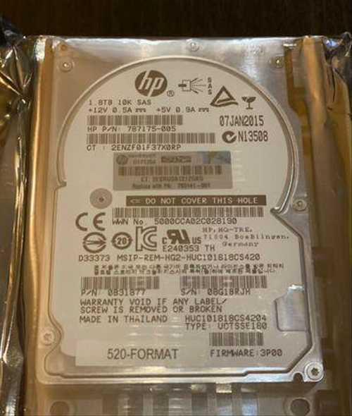 HPE 3PAR 1.8TB 2.5" 6G SAS HDD 787175-005