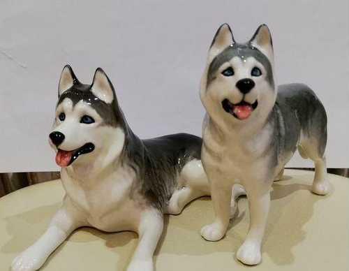 Фарфоровые статуэтки собака хаски