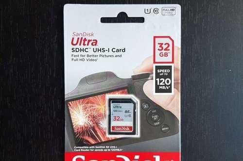 Карта памяти SanDisk 32Gb Ultra 120MB/s новая