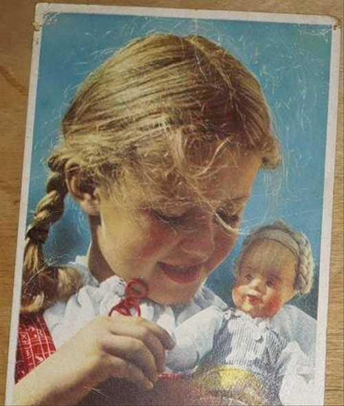 Открытка "девочка с куклой", Германия