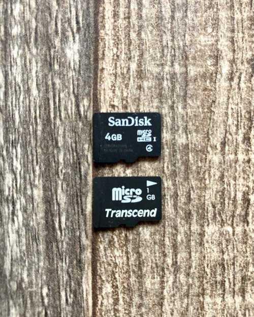 Карта памяти MicroSD 4гб и 1гб