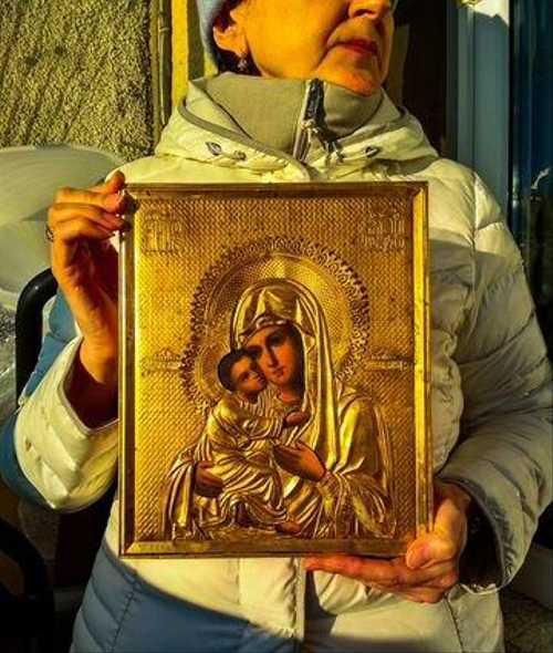 Икона Богородица Владимирская с золочением 19 век