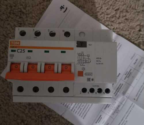 Новый диф.автомат ад14 4Р 25А 30ма TDM