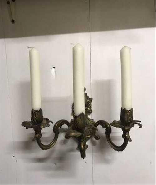 Подсвечник на 3 свечи настенный