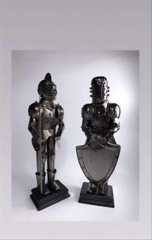 Статуэтки рыцари в доспехах металл 28 см