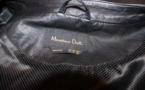 Кожаная куртка Massimo Dutti черного цвета