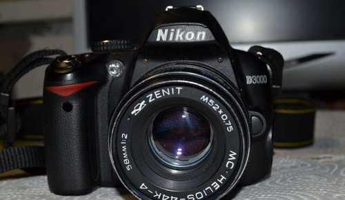 Nikon D3000 с объективом helios-44K
