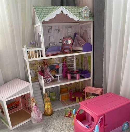 Домик кукольный 123 см с мебелью и куклами