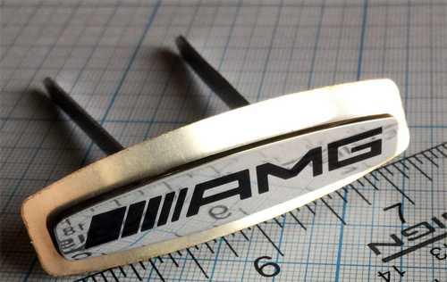 Шильдик сиденья AMG 61x12mm Black-Silver/Металл