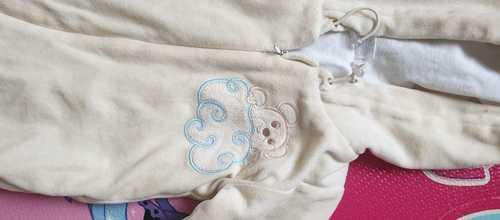 Тёплый комбезик бежевый-Мишка 68-74