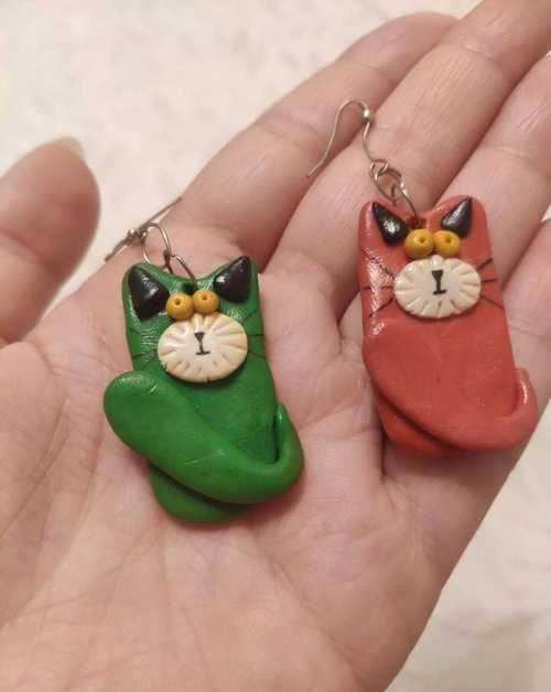 Серьги винтажные Котики