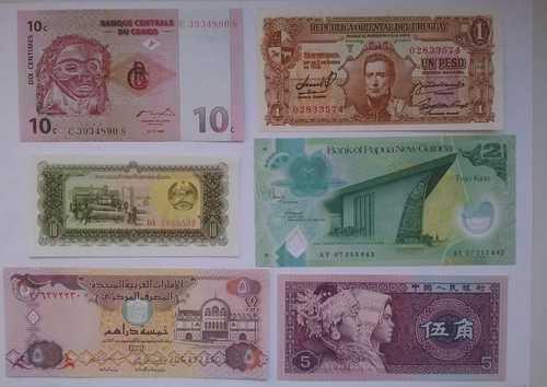 Боны разных стран 12 шт UNC